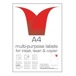 Value Multipurpose Label 210x297mm 1 Per A4 Sheet White (Pack 100 ...
