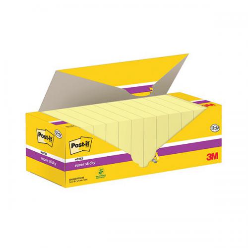 Post-It Super Sticky Notes 76x76mm Canary Yellow [Pack of 12+12 Free ...