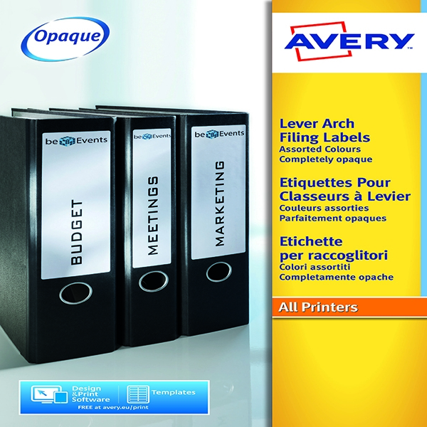 Avery Lever Arch Spine Labels Assorted [Pack of 20] | L7171A-20