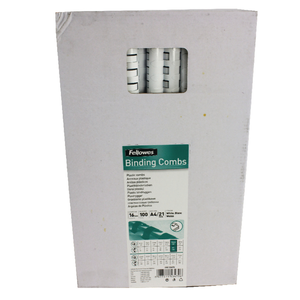 Fellowes Binding Combs 16mm White A4 [Pack of 100] | 5347005