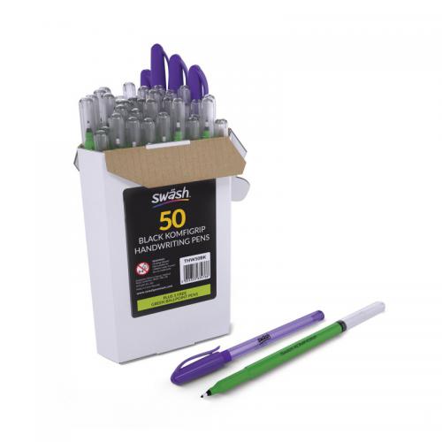 Swash Handwriting Pens Black [Pack of 50] | THW50BK