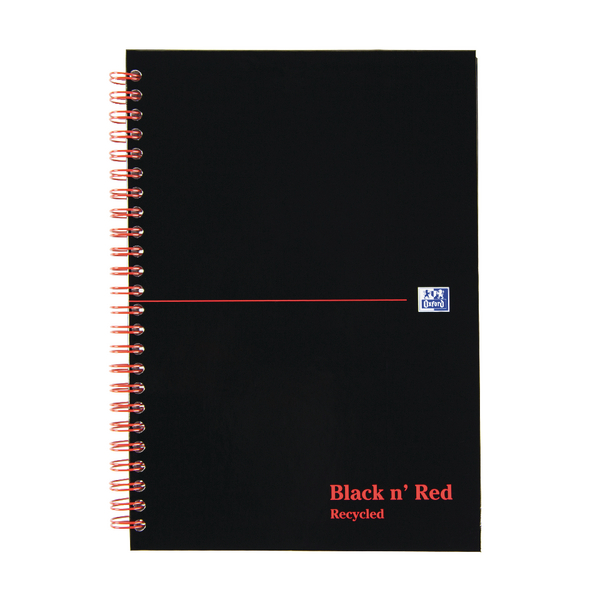 Black n Red A5 Recycled Wirebound Gloss Cover Notebook [Pack of 5] | A67026