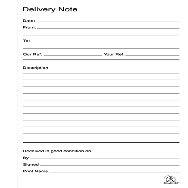 Challenge Duplicate Book 210x130mm Delivery Note Layout [Pack of 5 ...