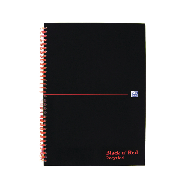 Black n Red Wiro Notebook A4 Recycled Feint Ruled [Pack of 5] | H67023