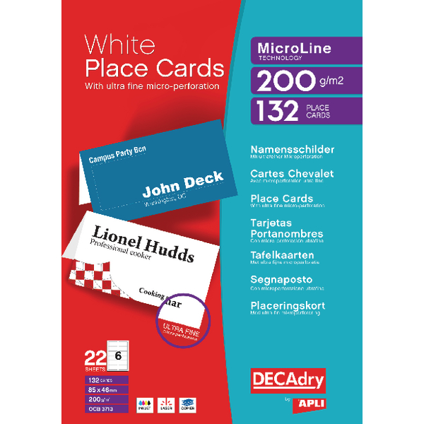 Decadry Place Cards 85x46mm [Pack of 132] | DPOCB3713