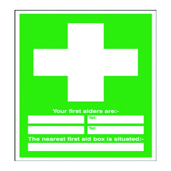 Safety Sign:Your First Aiders Names, Numbers and Nearest First Aid Box ...
