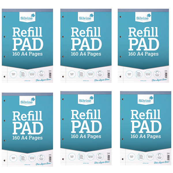 Silvine Refill Pad A4 80 Leaf [Pack of 6] | A4RPNM