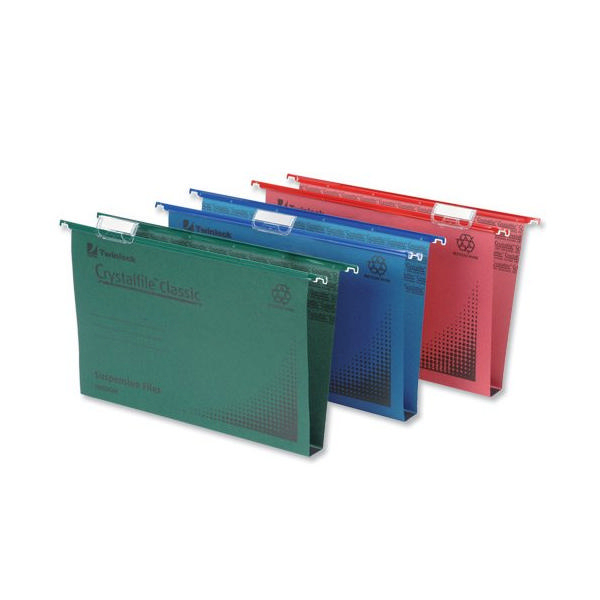 CrystalFile 30mm Double Capacity Suspension Files Foolscap Green [Pack ...