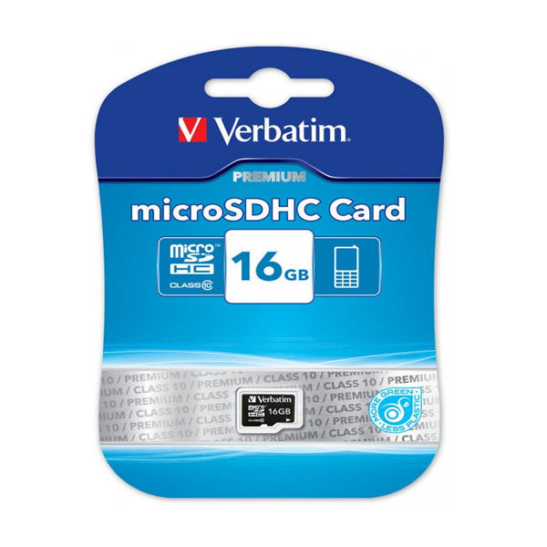Verbatim Micro SDHC Class 10 16Gb Memory Card | 44010
