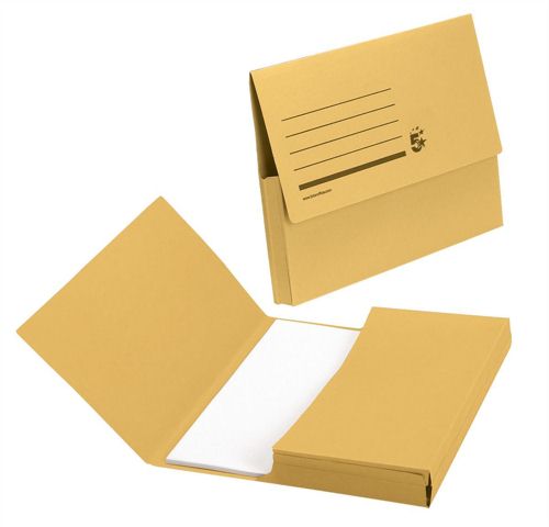 Value Document Wallet Manilla Foolscap Half Flap 285GSM Yellow (Pack 50 ...